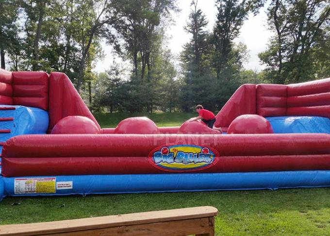Red Balls Inflatable Sports Games Wipe Out Interactive Obstacle Course