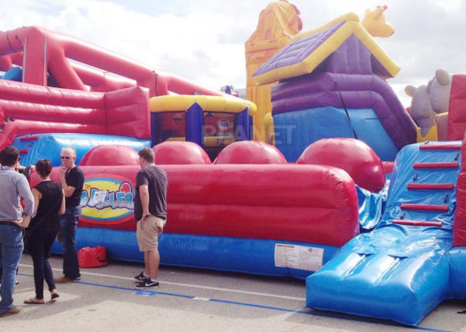 Red Balls Inflatable Sports Games Wipe Out Interactive Obstacle Course