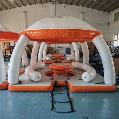 Water Play Equipment Inflatable Floating Island With Tent PVC Dock ...