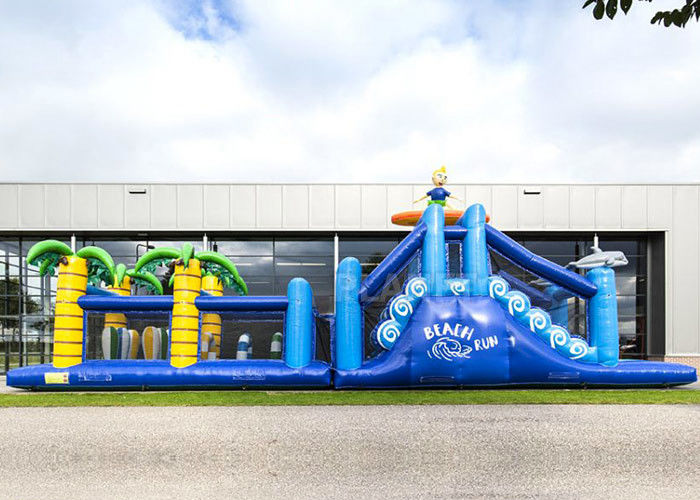Giant Crazy Inflatable Obstacle Race Blue Color For Kids And Adults
