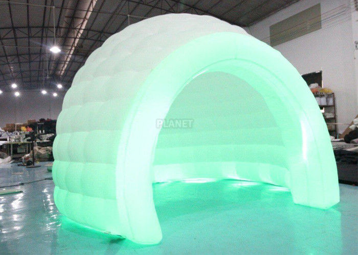 Colorful LED Light Giant Inflatable Igloo Dome Tent With Tunnel Entrance