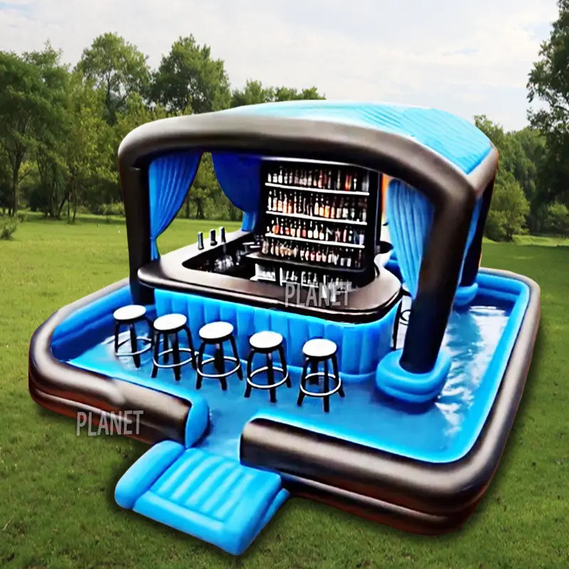 Commercial PVC Inflatable Floating Pool Bar Party Pub Bar For Rental Event